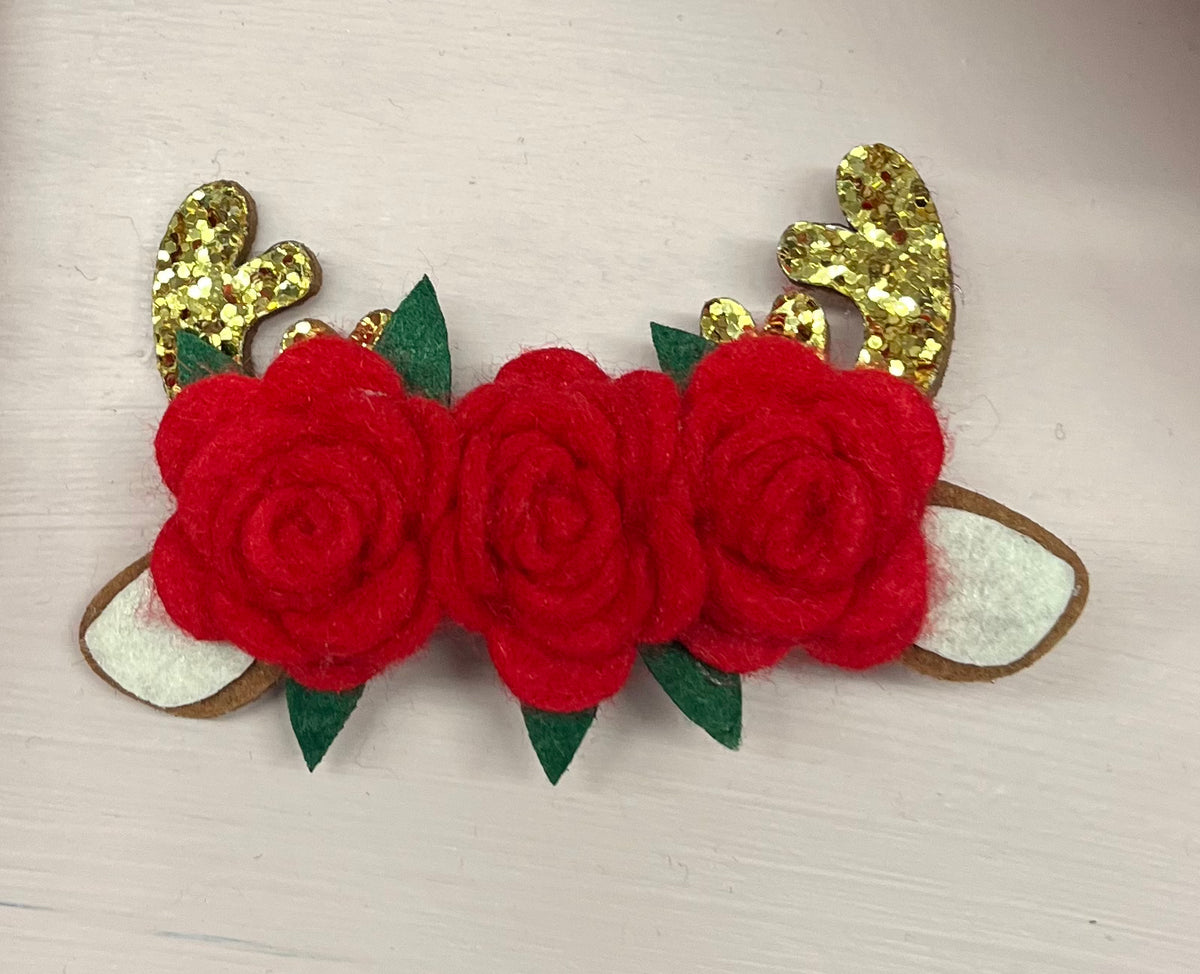 Floral Reindeer Clip – Hadley Rose Designs